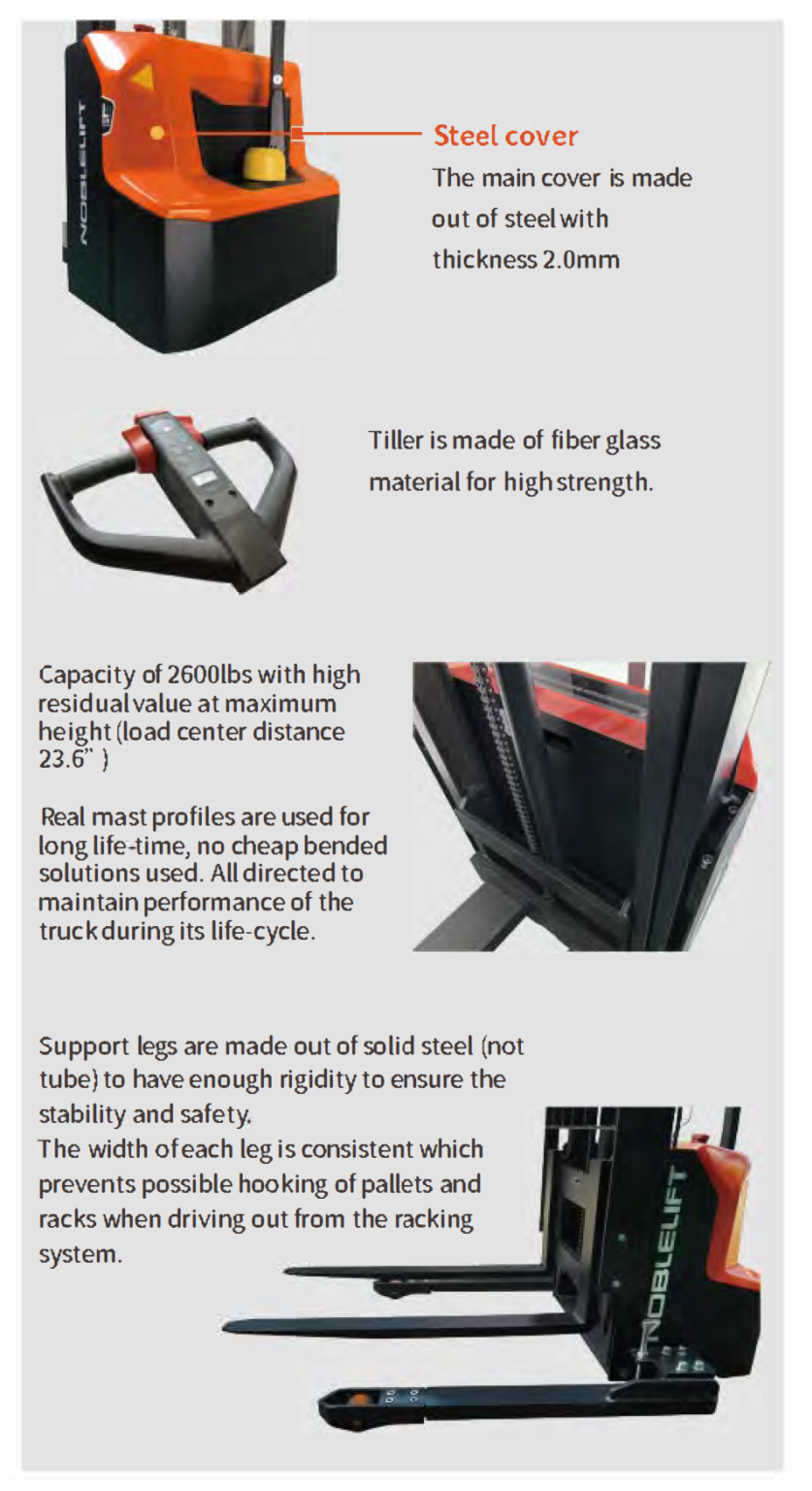 PSE26NSL Edge” Lithium Straddle Stacker 2600lbs. Cap., 63 Through 142 ...