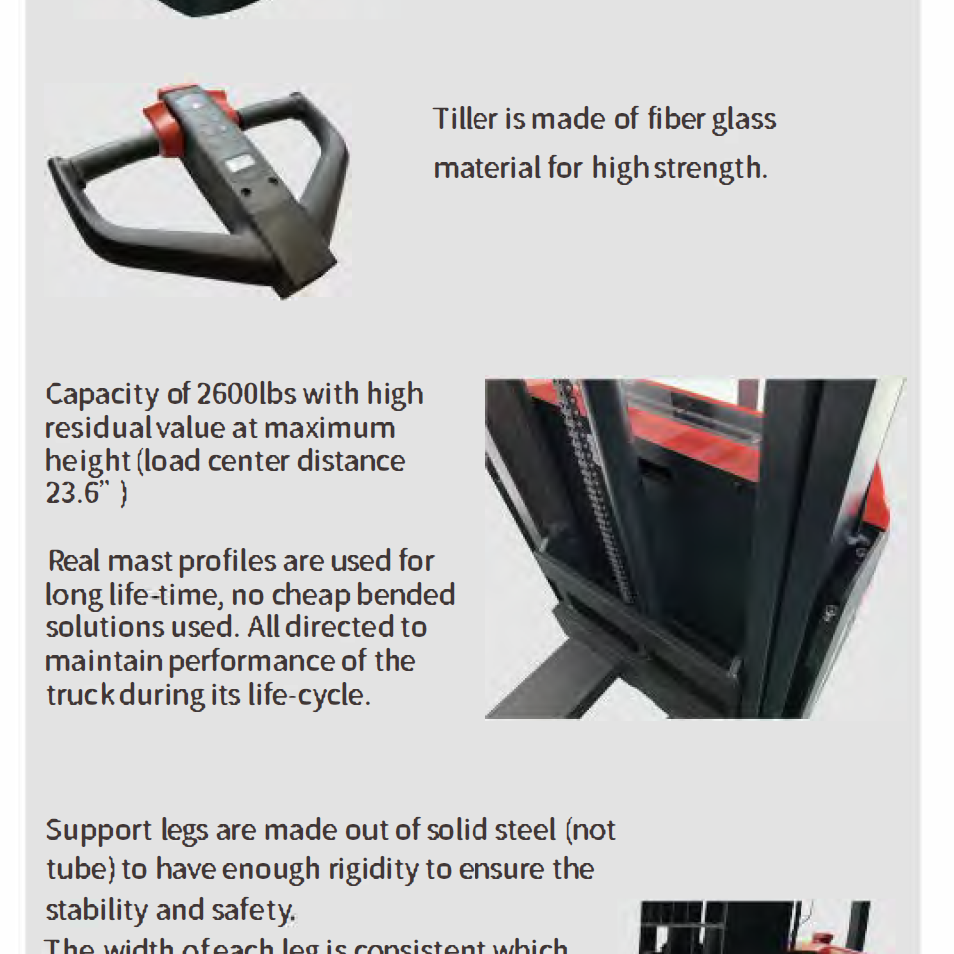 PSE26NSL Edge” Lithium Straddle Stacker 2600lbs. Cap., 63 Through 142 ...