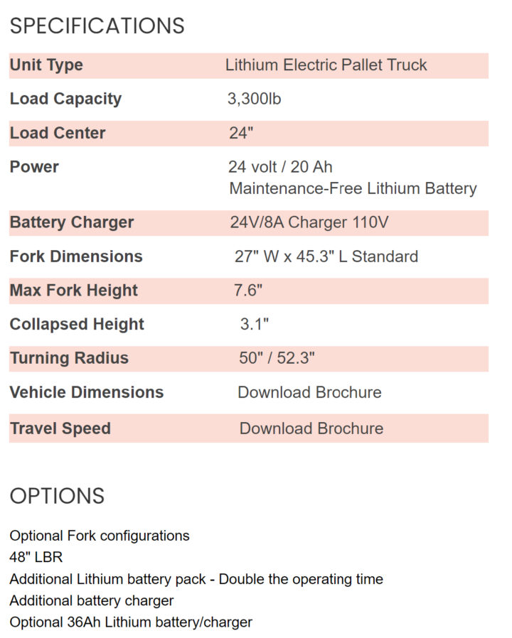 PTE33N “EDGE” LITHIUM Walkie Pallet Jack – 3,300lb capacity – ESS LIFTS