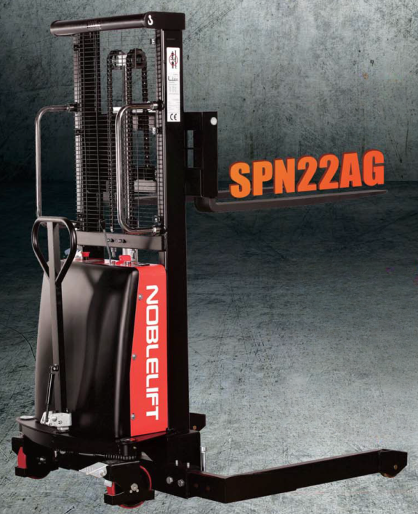 SPN22AG Semi-Electric Straddle Stacker – 2,200lb Capacity – ESS LIFTS