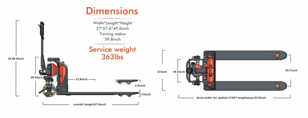 PTE33N Lithium-Ion Pallet Jack 3300 lb. Capacity 27 x 45 – ESS LIFTS